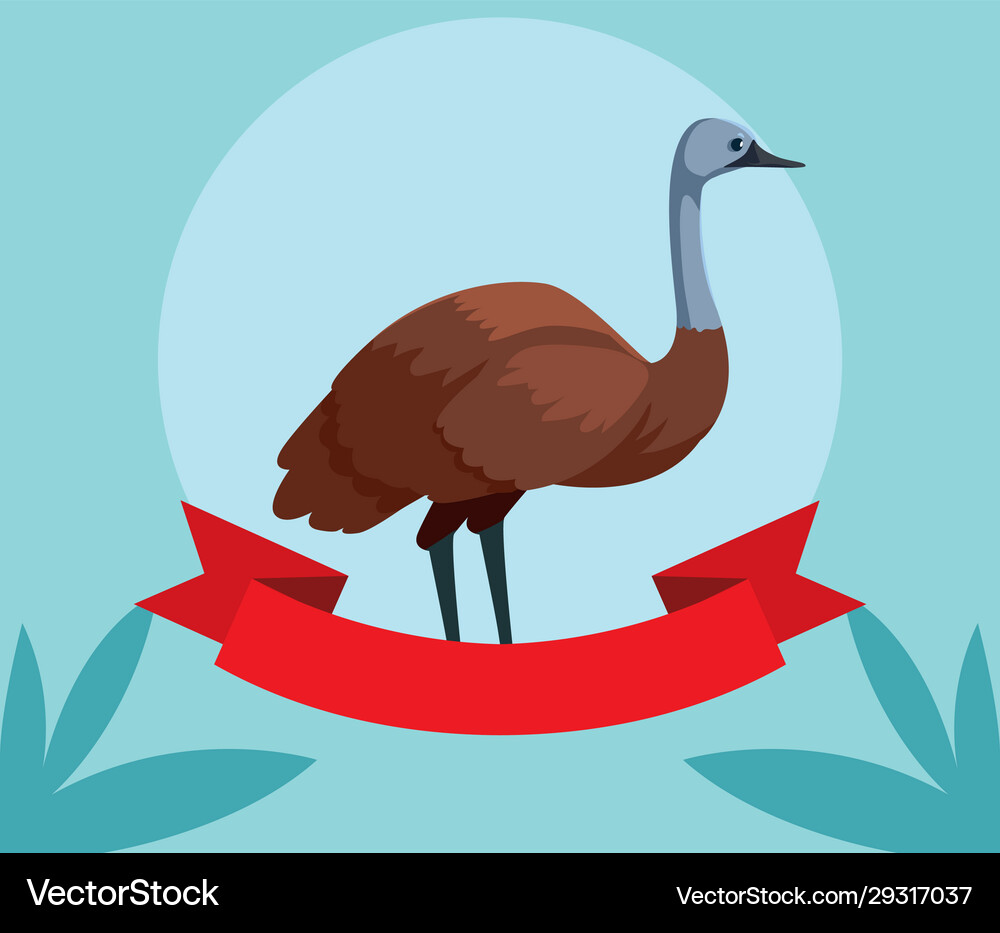 Greeting card with australian emu Royalty Free Vector Image