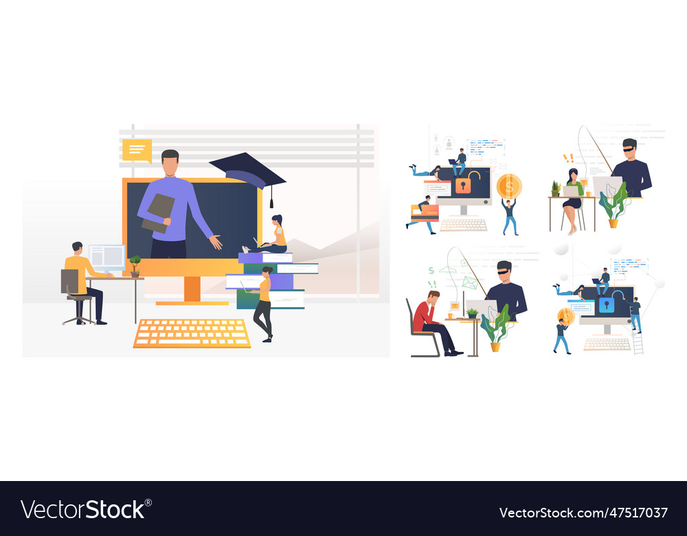 Hacking or phishing set Royalty Free Vector Image