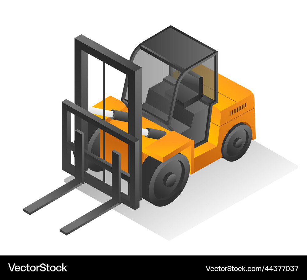 Isometric design concept heavy duty forklift Vector Image