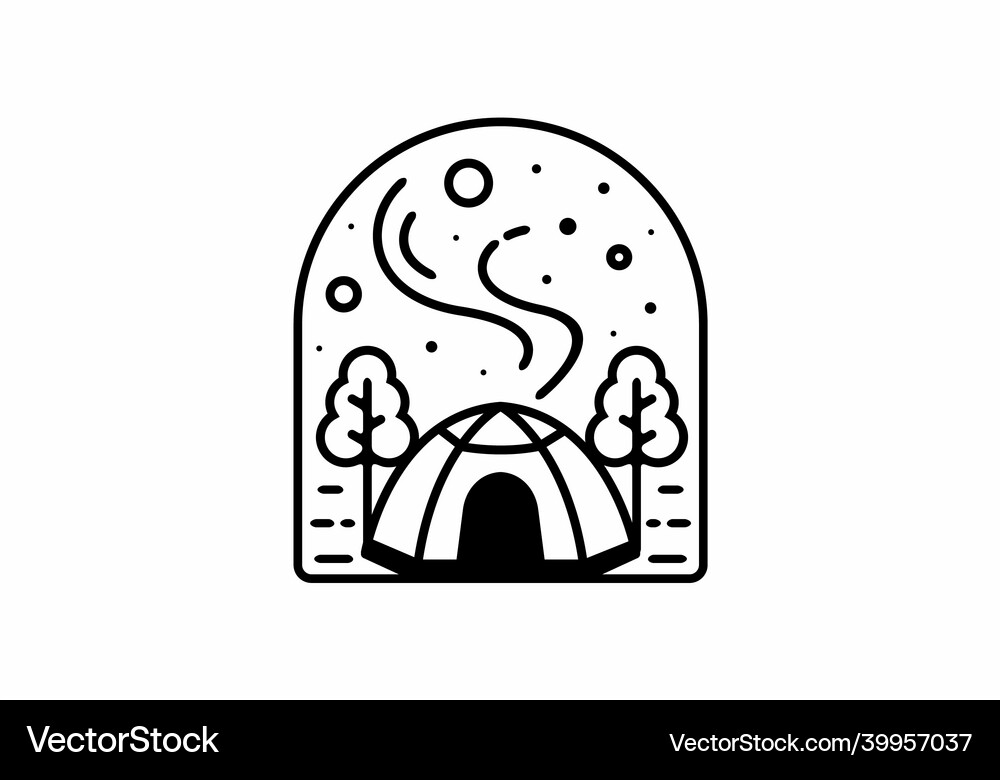 Line art graphic of camping Royalty Free Vector Image