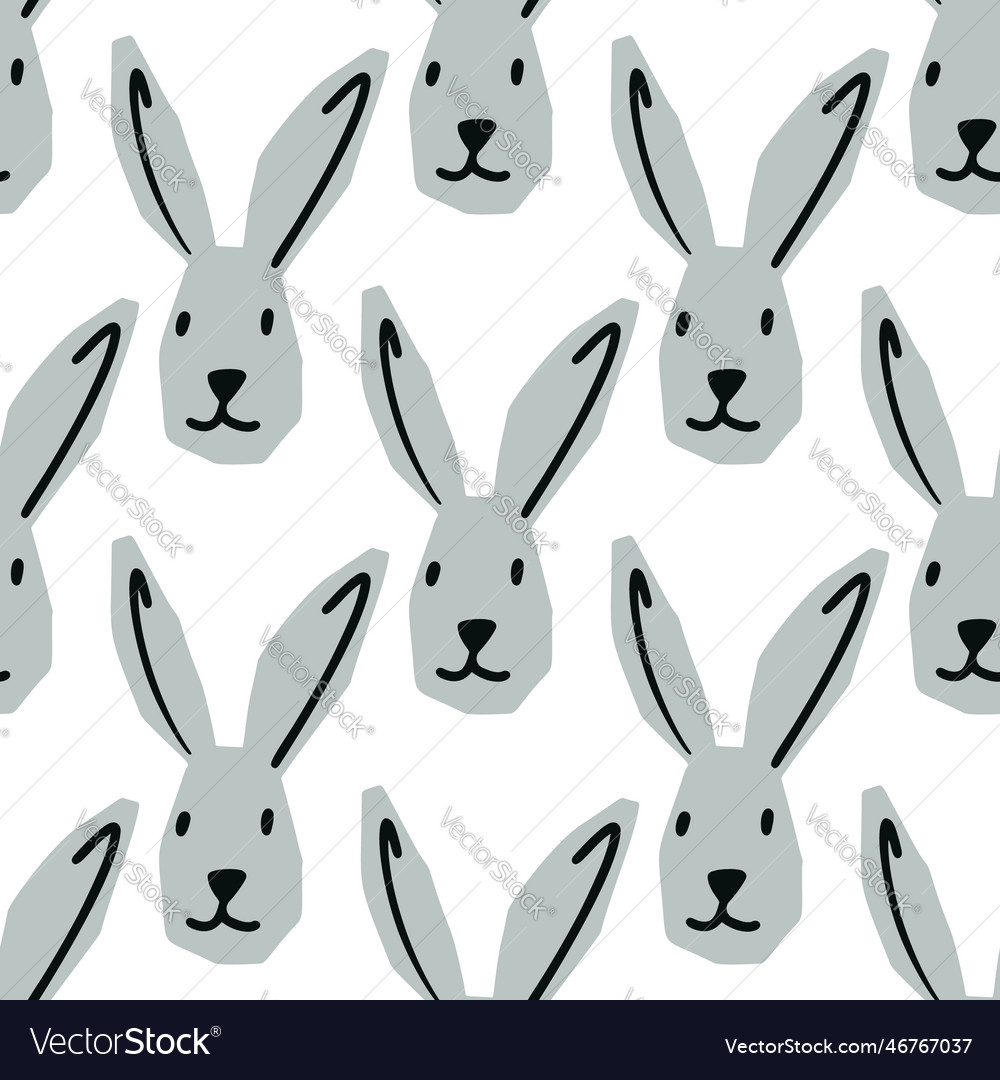 Seamless pattern with hare head Royalty Free Vector Image