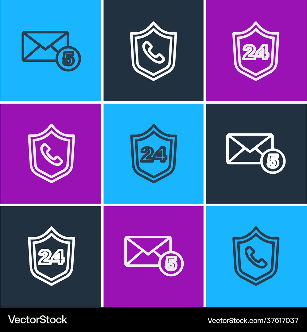 Set line new email incoming message telephone 24 Vector Image
