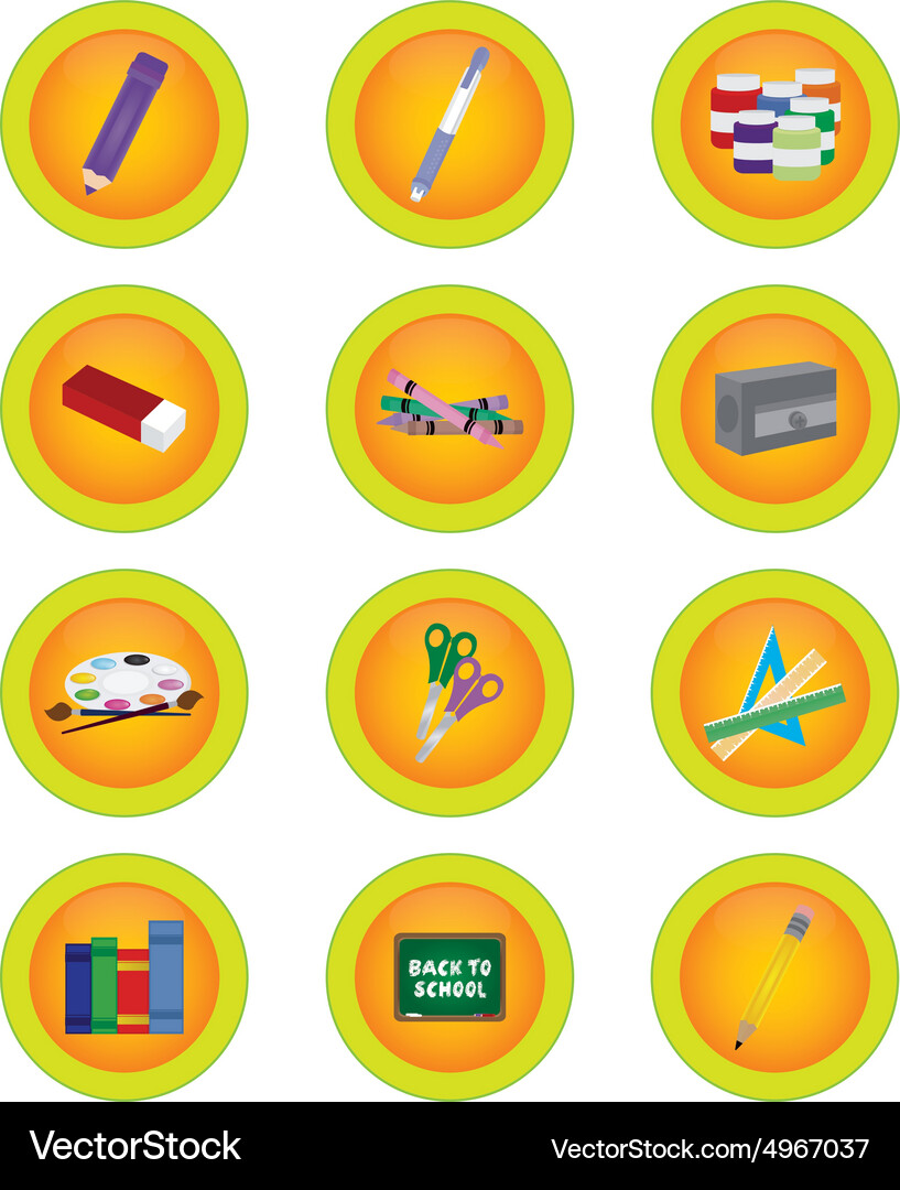 Set school supplies labels on a white background Vector Image