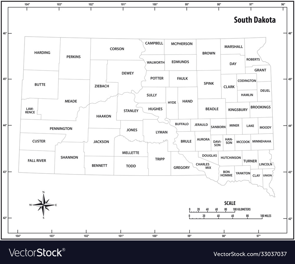 South dakota state outline administrative map Vector Image