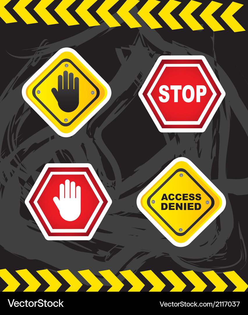Stop signs with hands over grunge background Vector Image
