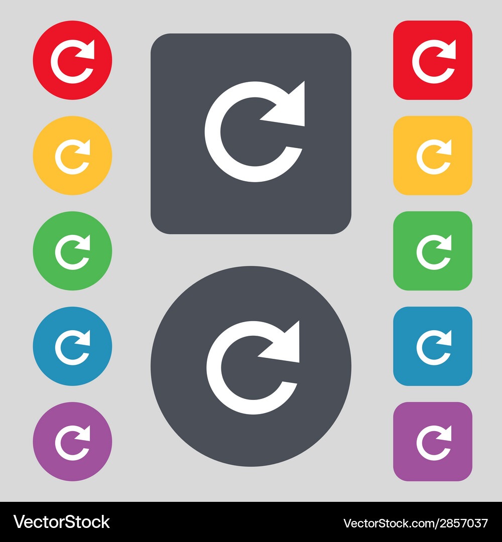 Update sign icon full rotation arrow symbol set Vector Image