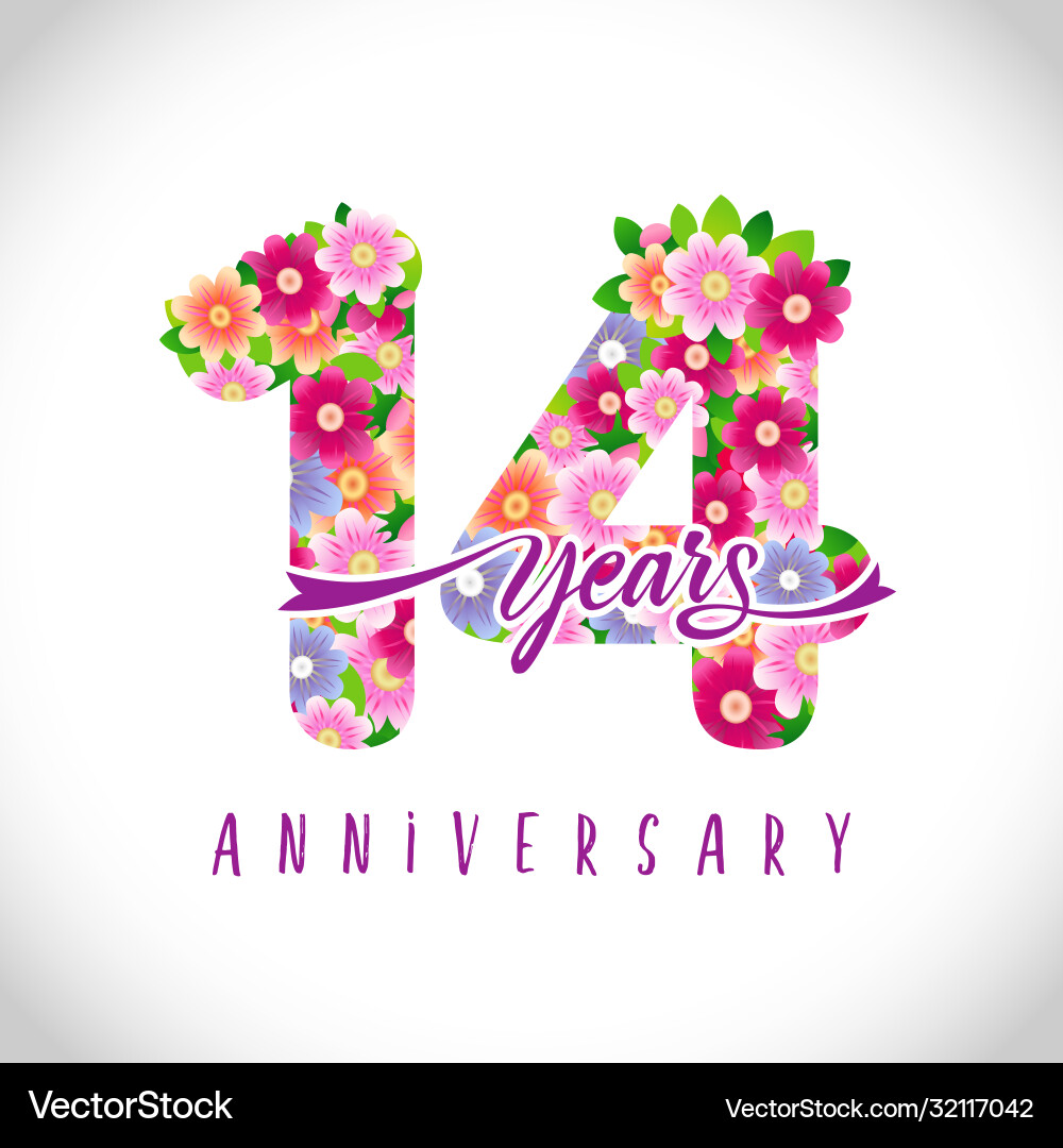 14 flowers colorful logo Royalty Free Vector Image