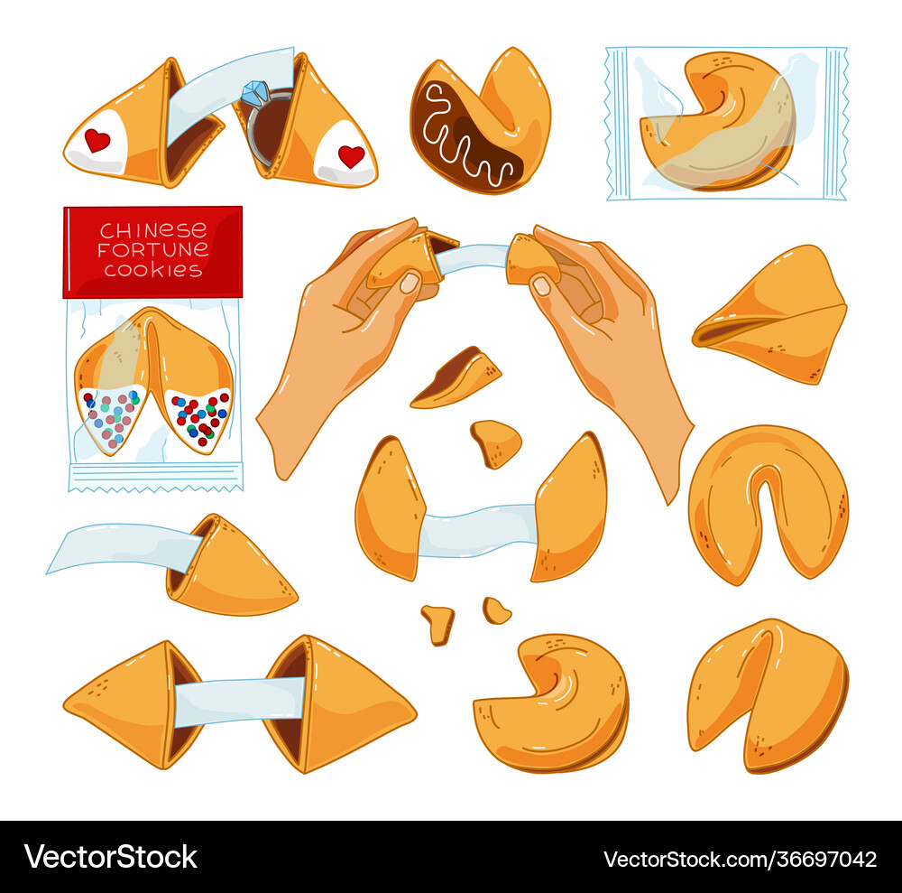 A set chinese cookies with predictions Royalty Free Vector