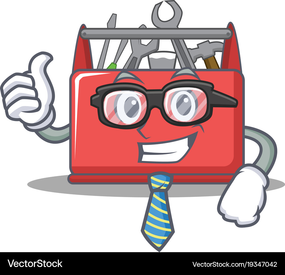 Businessman tool box character cartoon Royalty Free Vector
