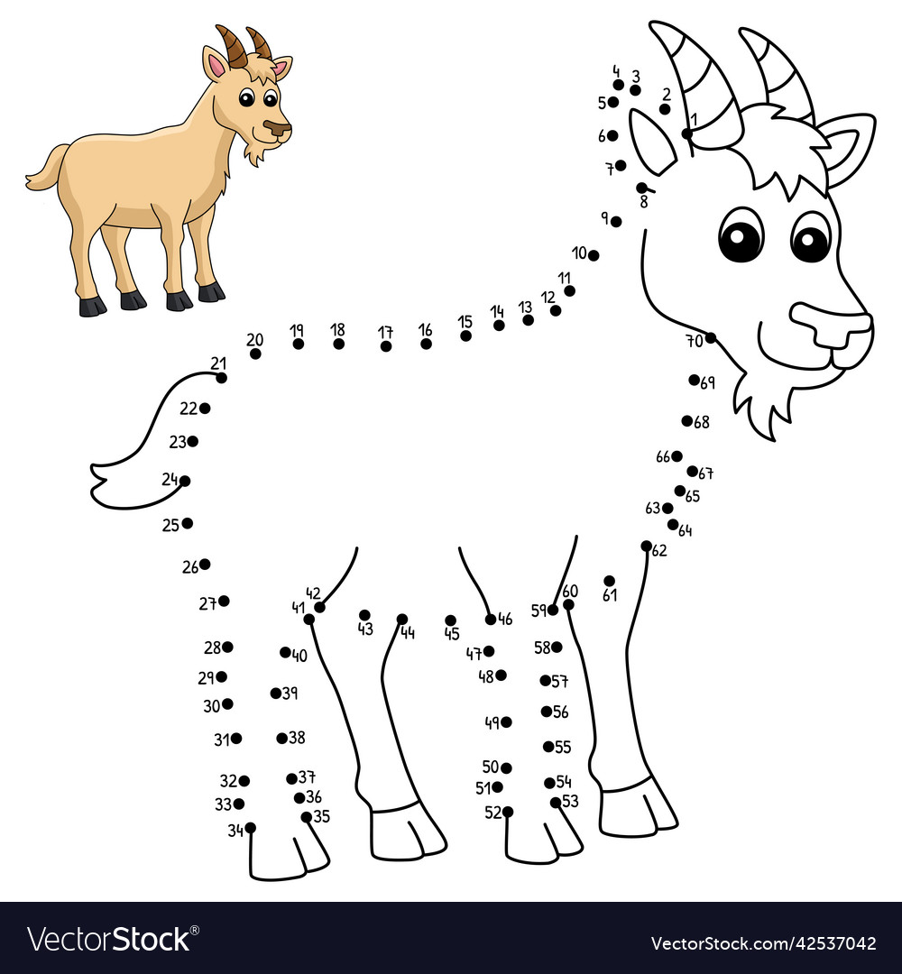 Dot to goat coloring page for kids Royalty Free Vector Image