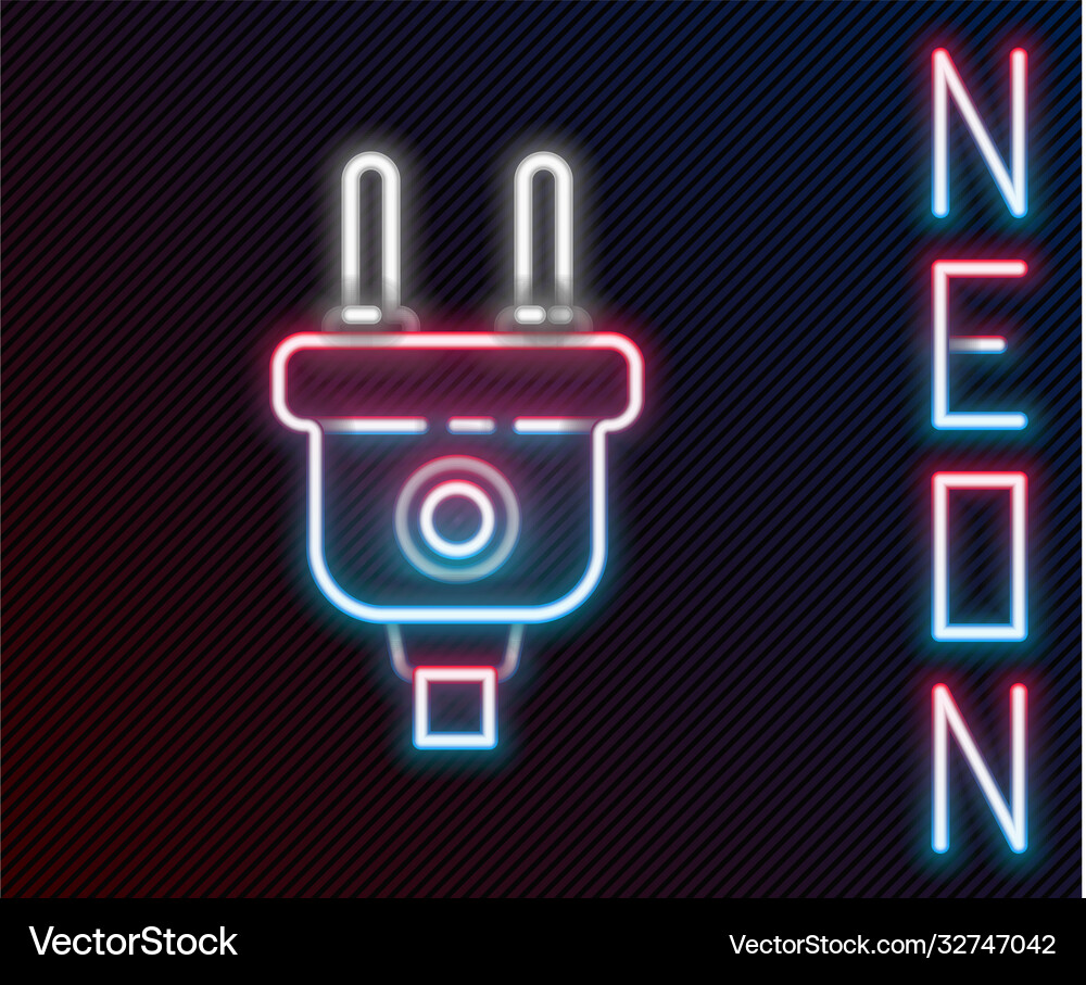 Glowing neon line electric plug icon isolated Vector Image