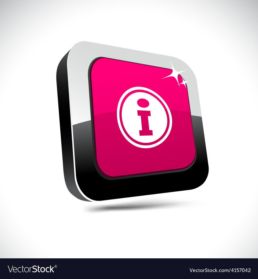 Info 3d square button Royalty Free Vector Image