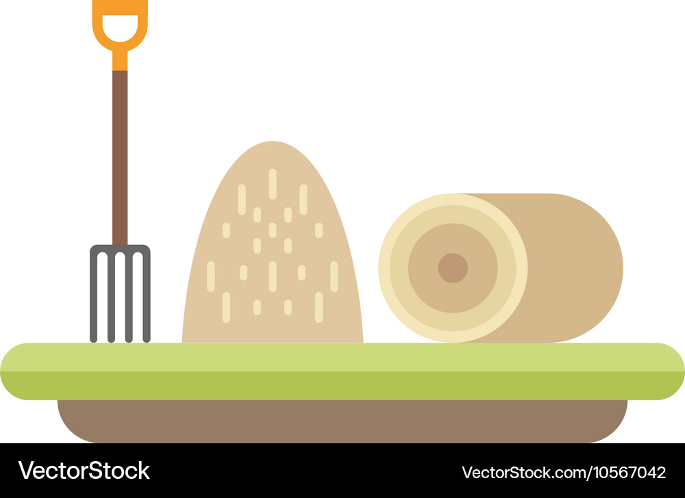 Pitchfork and hay farming concept flat style Vector Image