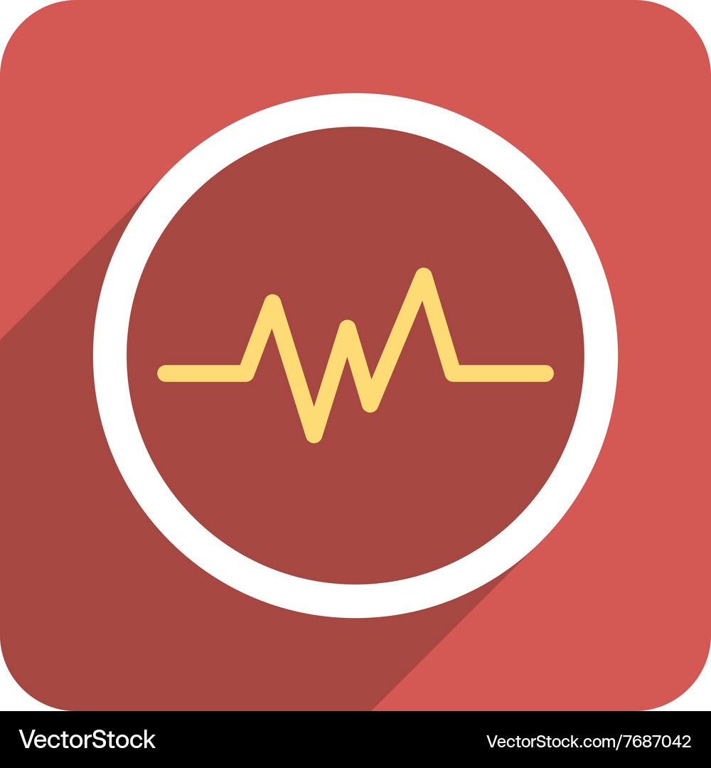 Pulse Monitoring Flat Rounded Square Icon with Vector Image