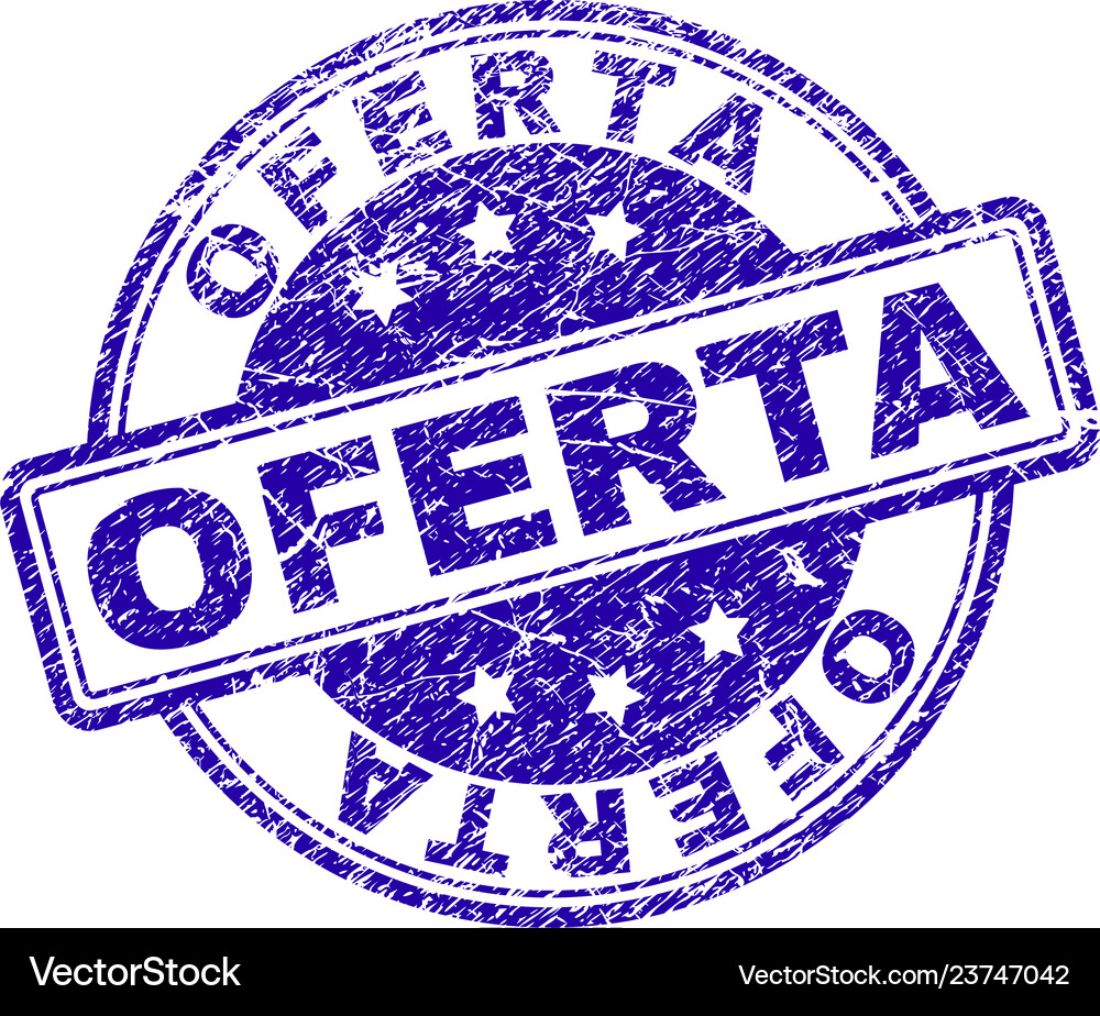 Scratched textured oferta stamp seal Royalty Free Vector