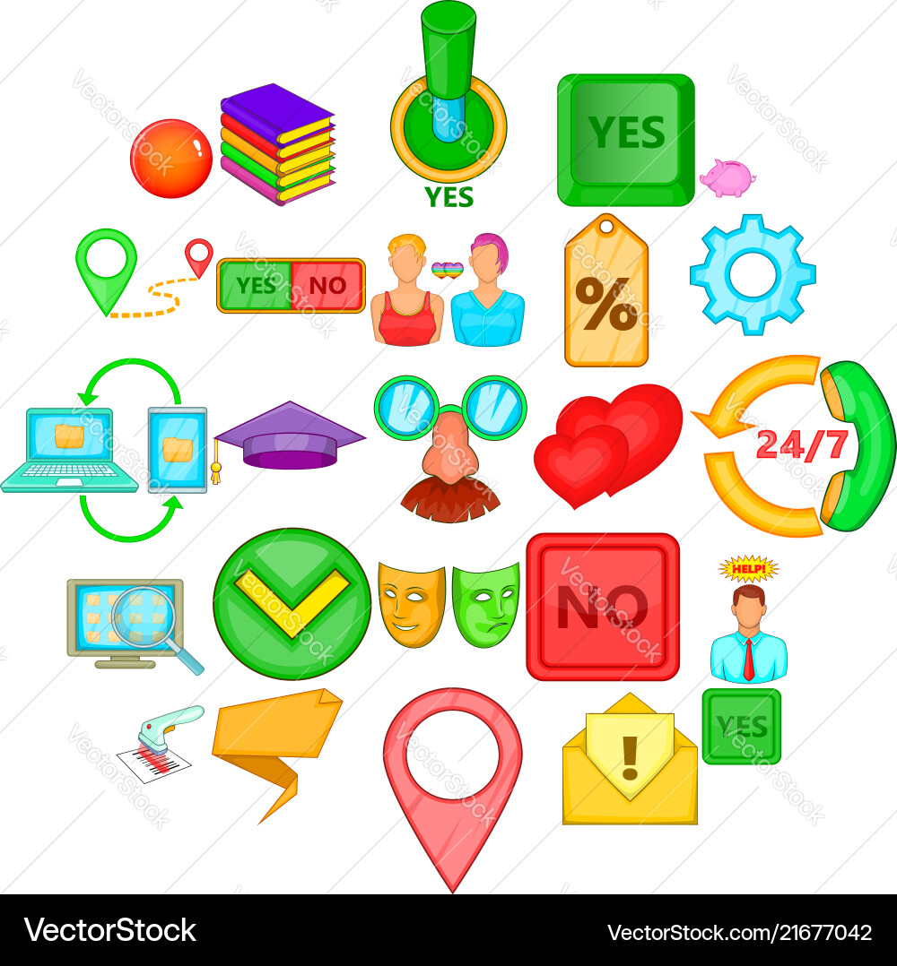 Screening icons set cartoon style Royalty Free Vector Image