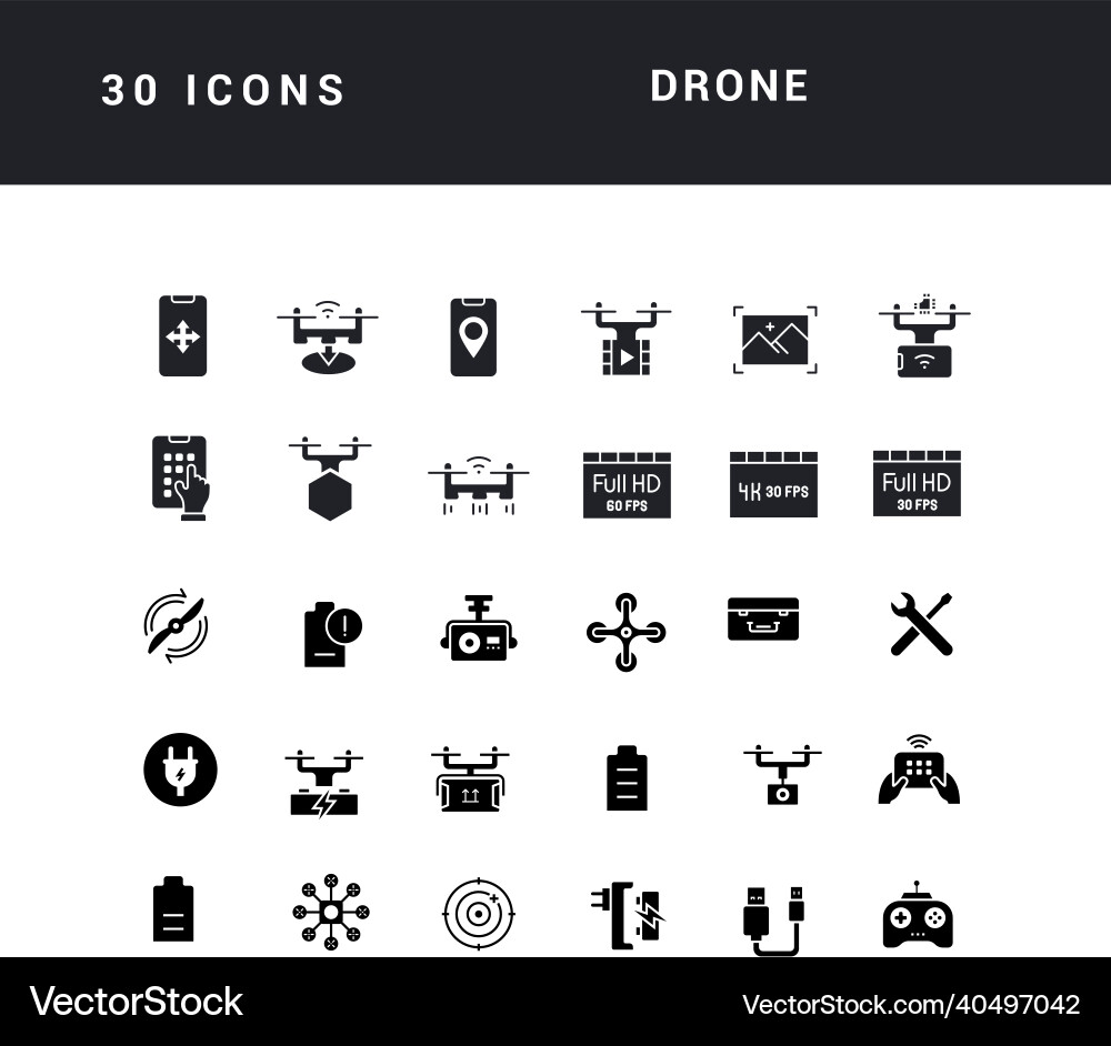 Set of simple icons drone Royalty Free Vector Image
