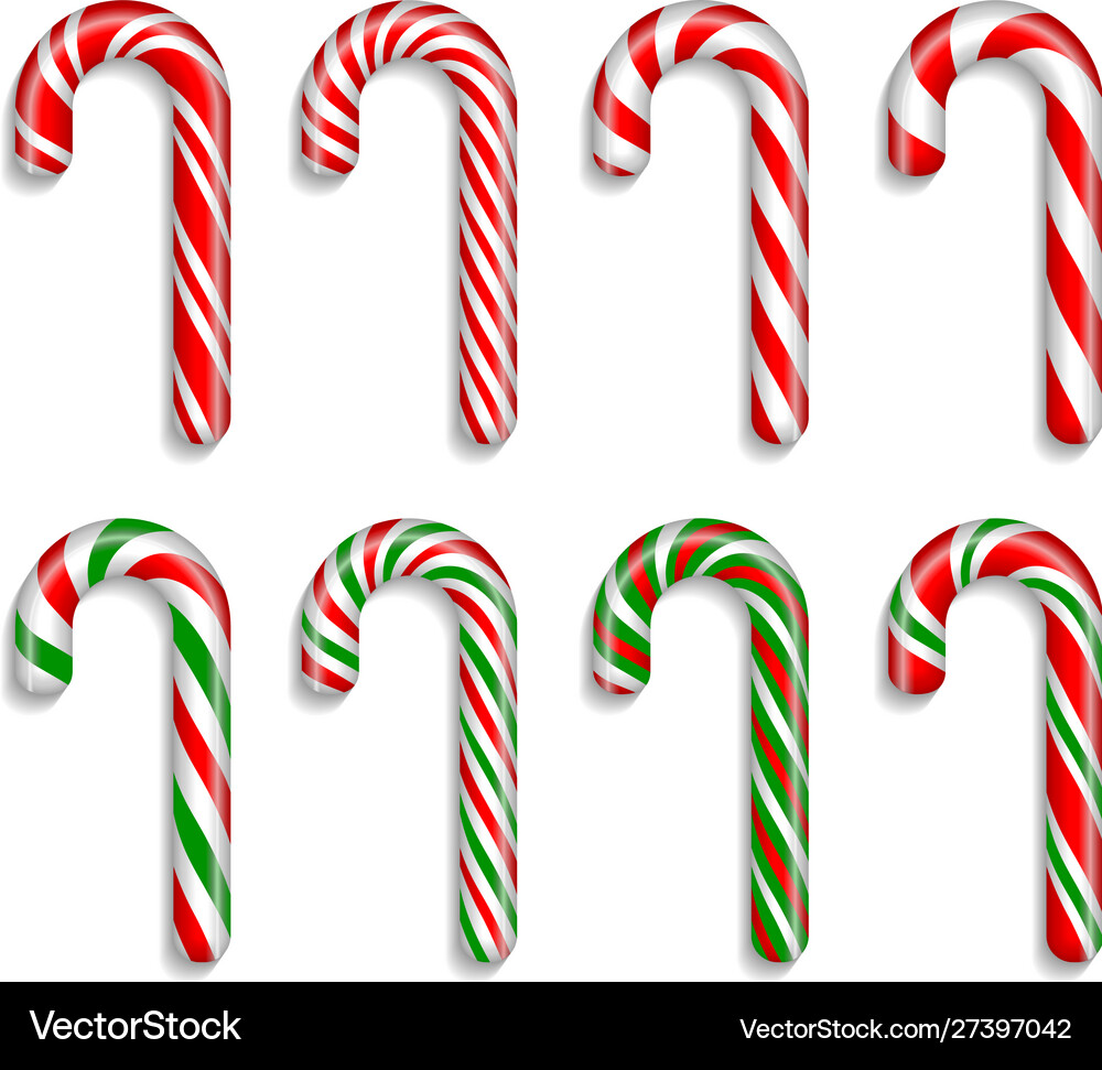 Set traditional christmas candy canes Royalty Free Vector