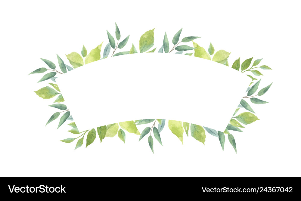 Watercolor banner with green branches Royalty Free Vector