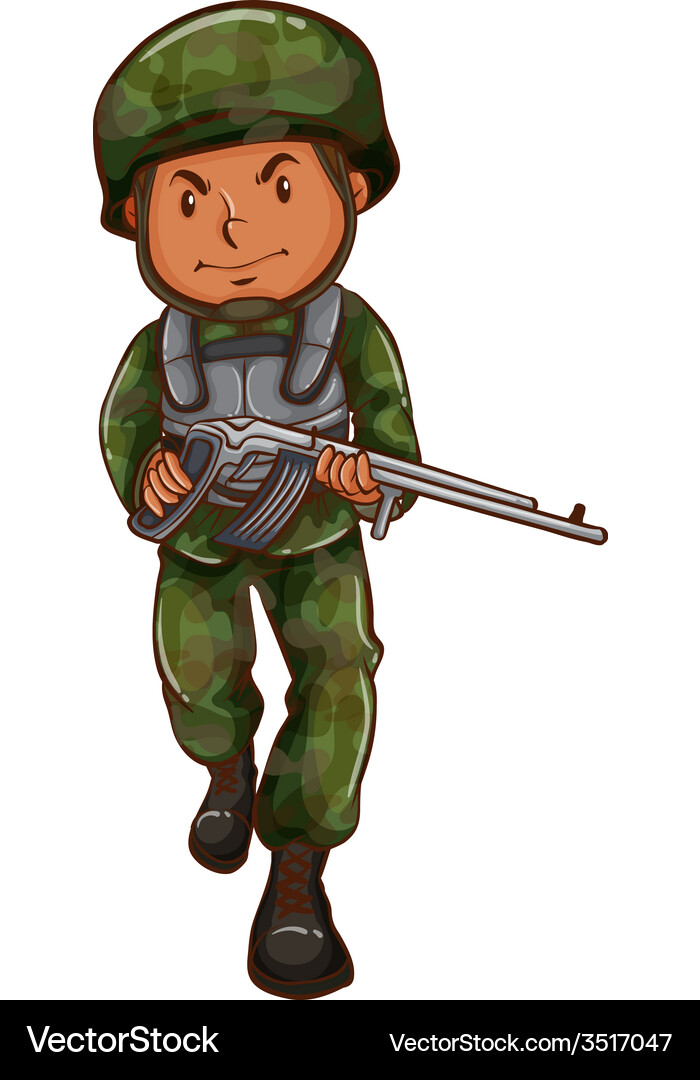 A brave soldier holding gun Royalty Free Vector Image