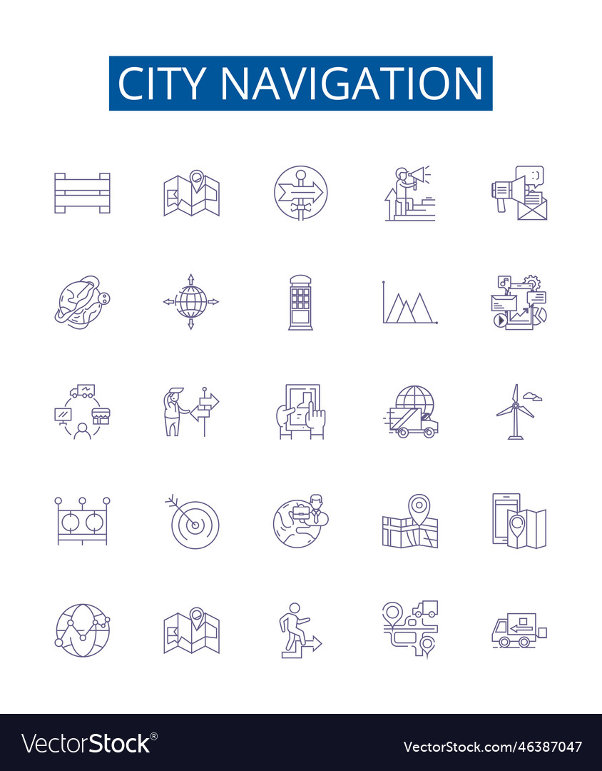 City navigation line icons signs set design Vector Image