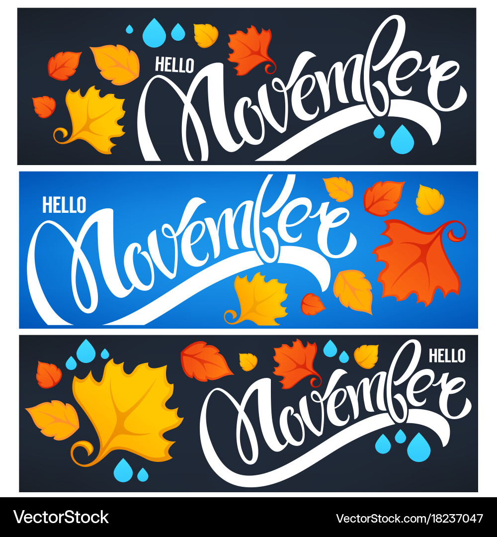 Collection hello november welcome season Vector Image