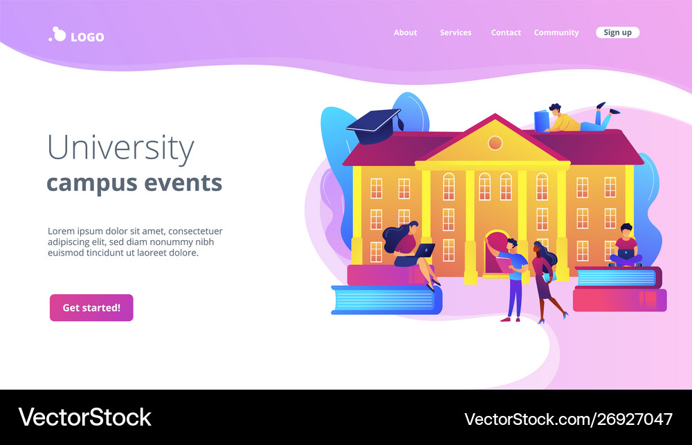 College campus concept landing page Royalty Free Vector