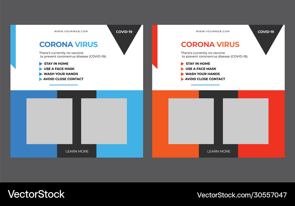 Covid-19 awarness banner instagram post template Vector Image