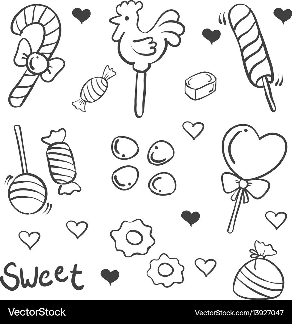 Doodle of candy various sketch collection Vector Image