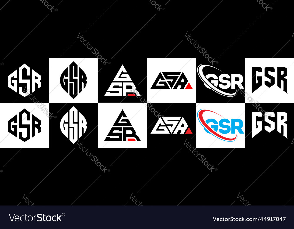 Gsr letter logo design in six style polygon Vector Image