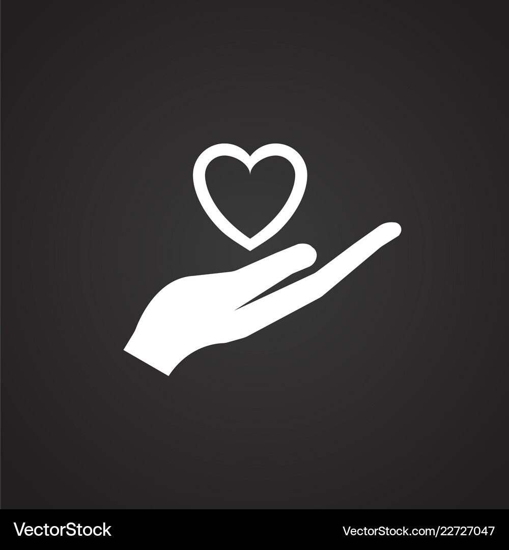 Heart holding hand on black background Royalty Free Vector