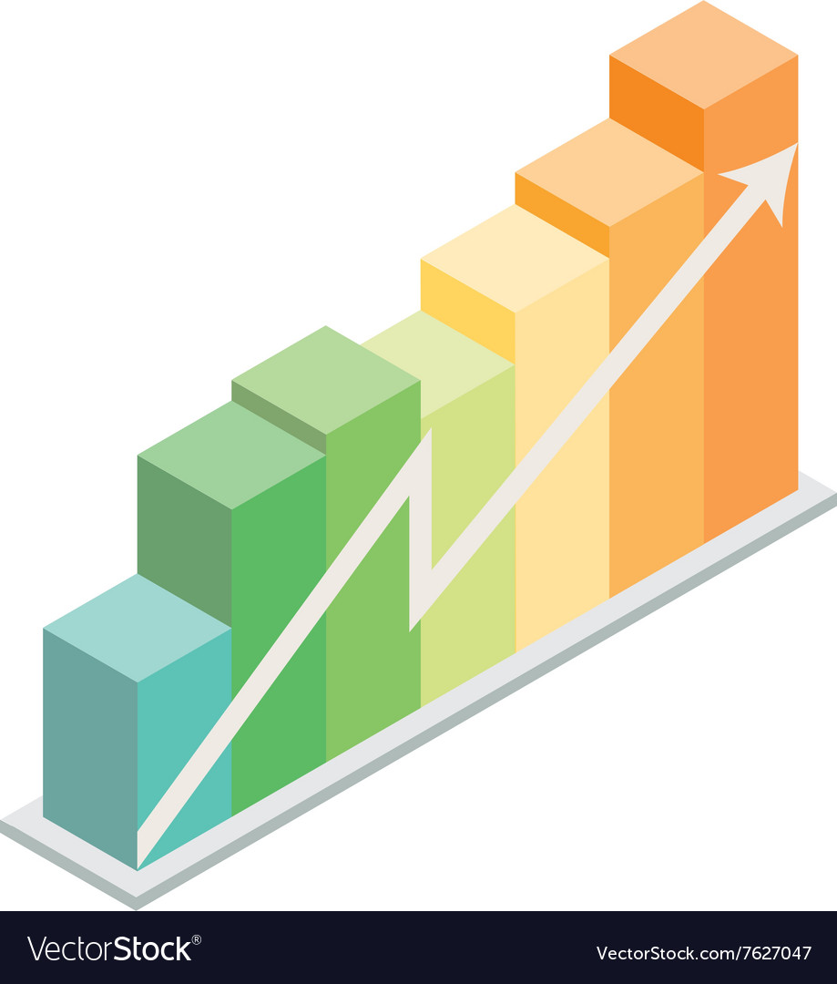 Isometric column graph Royalty Free Vector Image