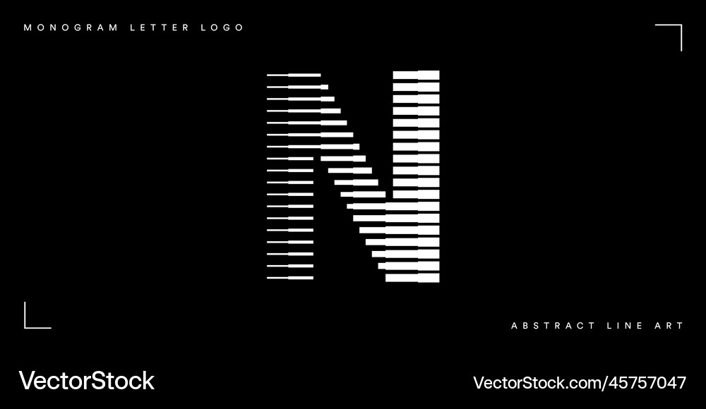 Letter n abstract line art monogram logo Vector Image