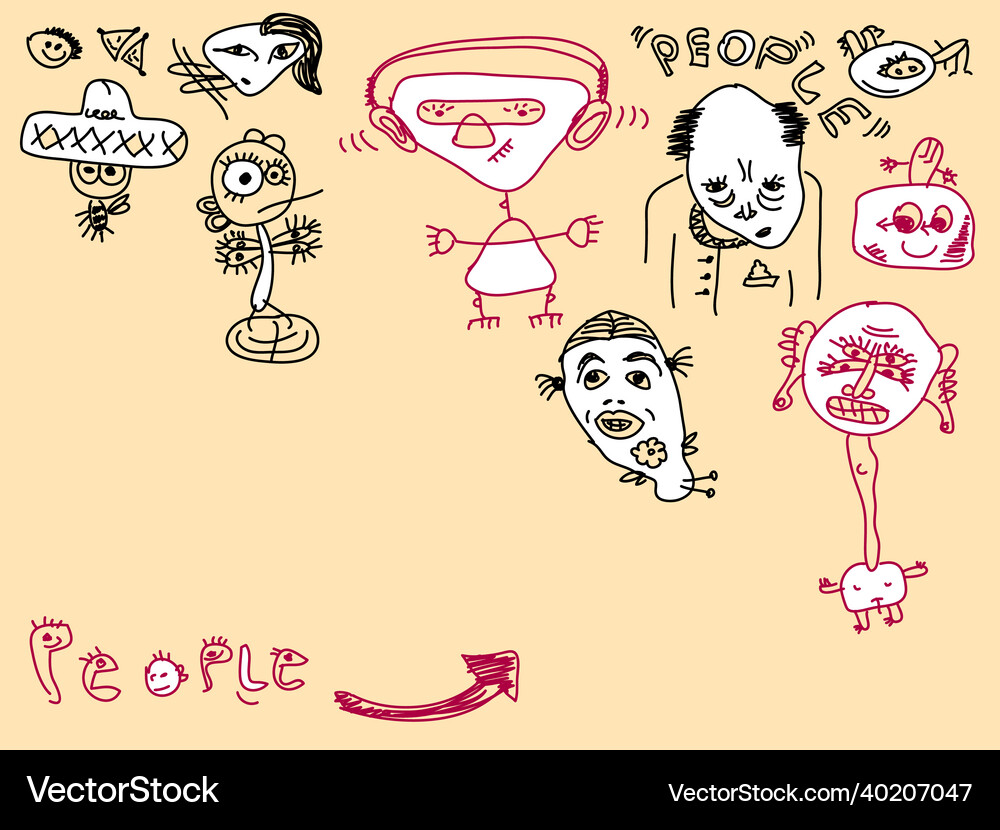 Set of hand drawn people Royalty Free Vector Image