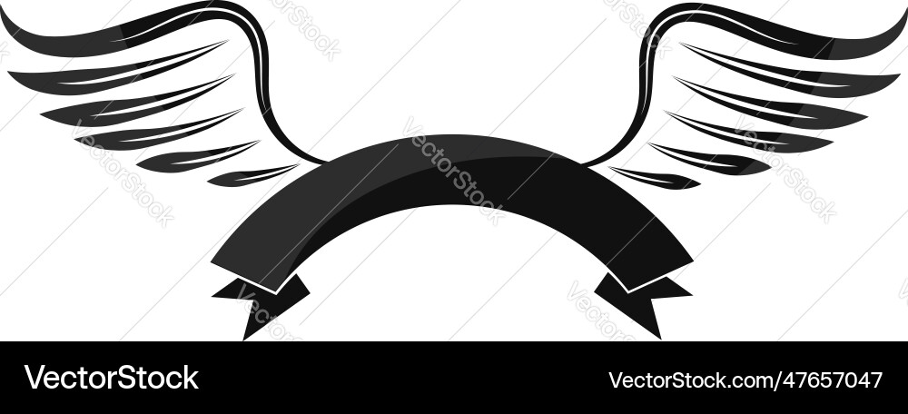 Two wings silhouette with ribbon design Royalty Free Vector