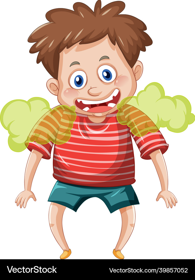 A boy with bad breath cartoon character Royalty Free Vector
