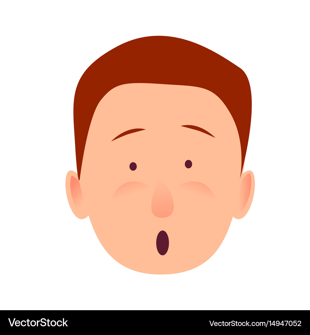 Bug-eyed man-child with open mouth flat design Vector Image