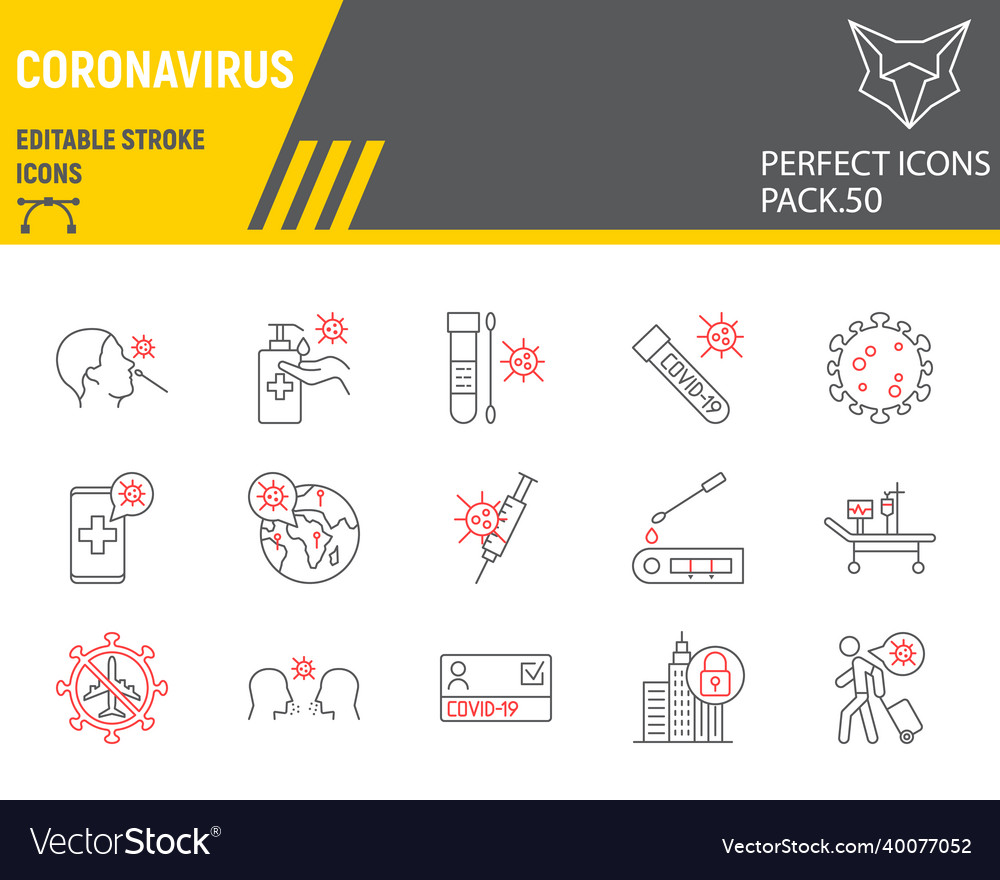 Coronavirus line icon set Royalty Free Vector Image