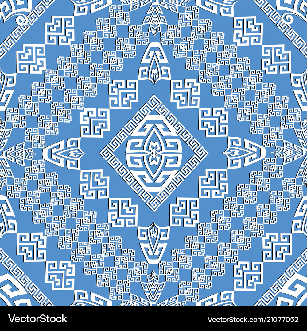 Elegance light blue geometric greek seamless Vector Image
