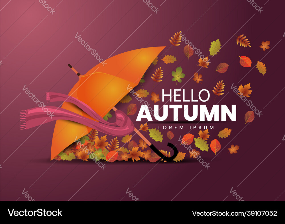 Hello autumn background with orange color Vector Image