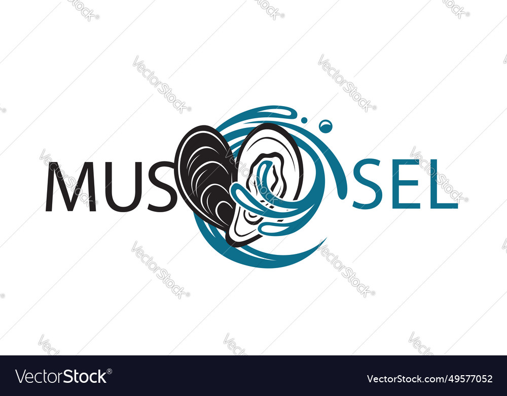 Mussel shell label Royalty Free Vector Image - VectorStock