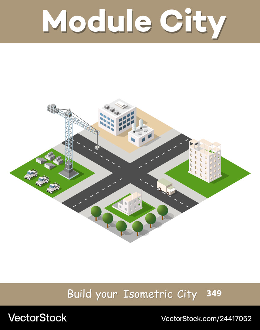Set of modern isometric buildings Royalty Free Vector Image