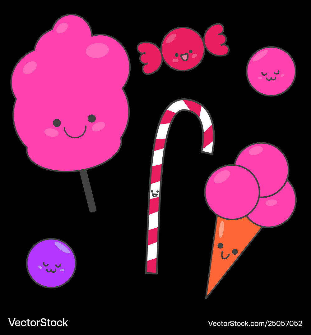 Seth funny cartoon candy sweet set sweets Vector Image