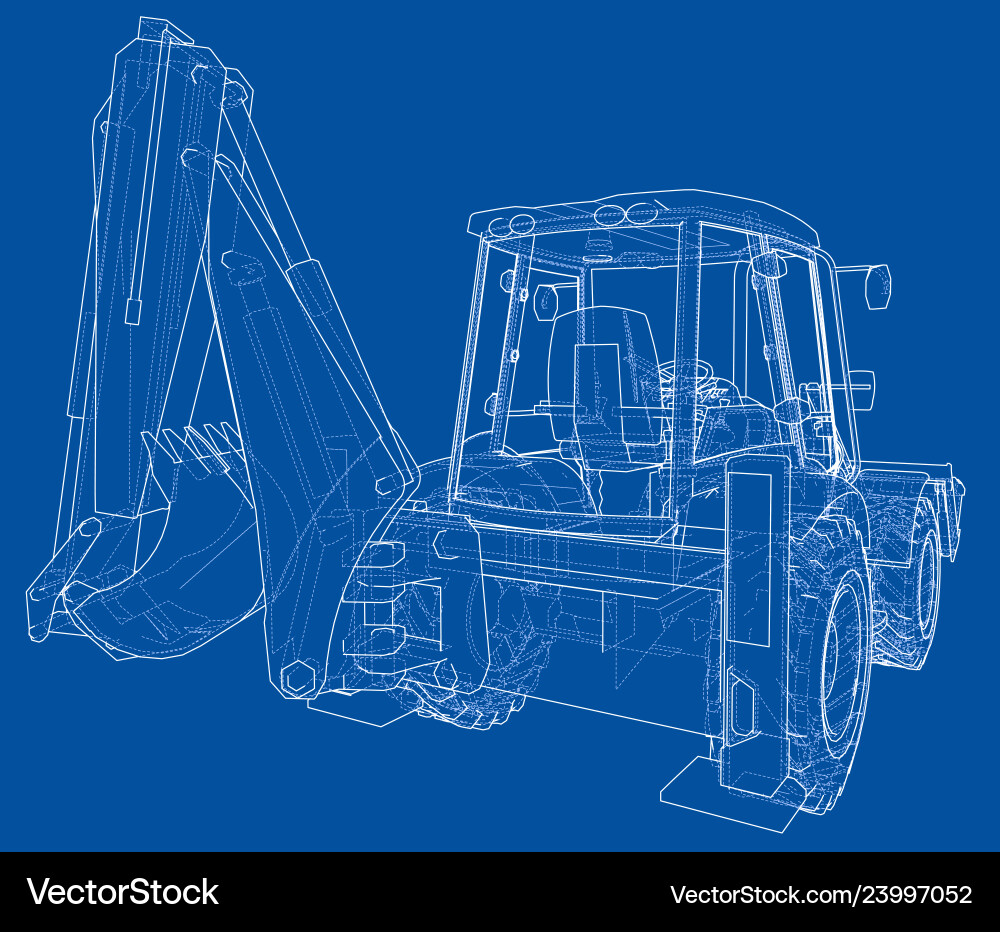 Sketch of loading shovel with back actor Vector Image