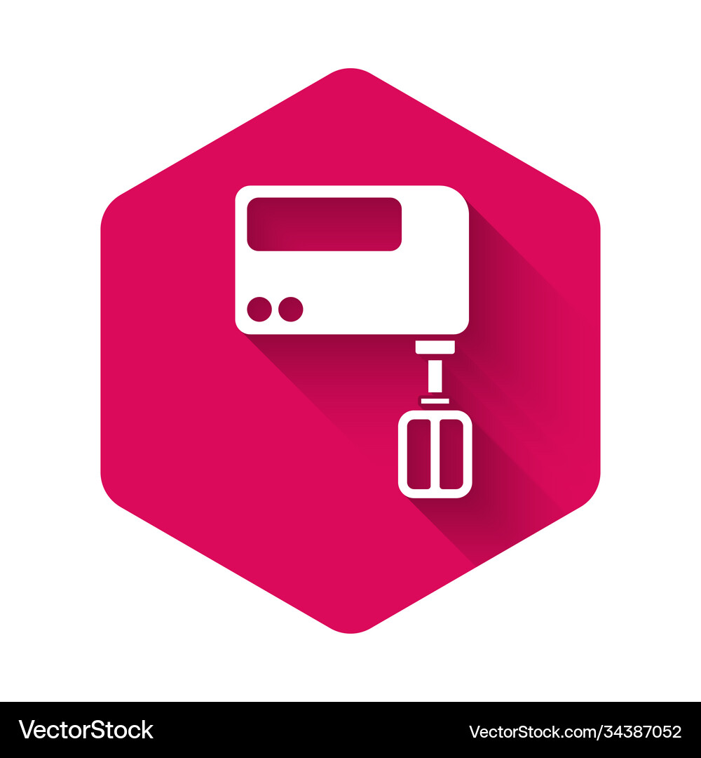 White electric mixer icon isolated with long Vector Image