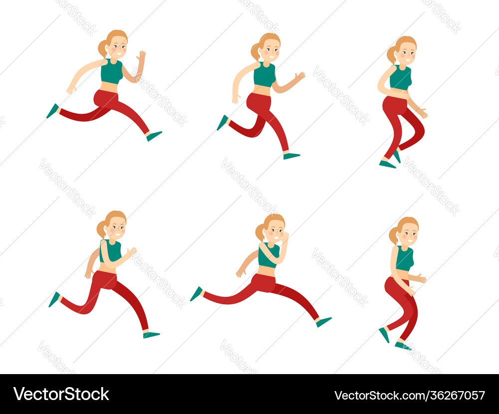 Active training woman set Royalty Free Vector Image