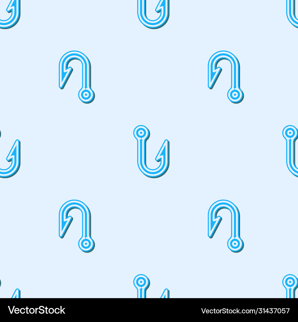 Blue line fishing hook icon isolated seamless Vector Image