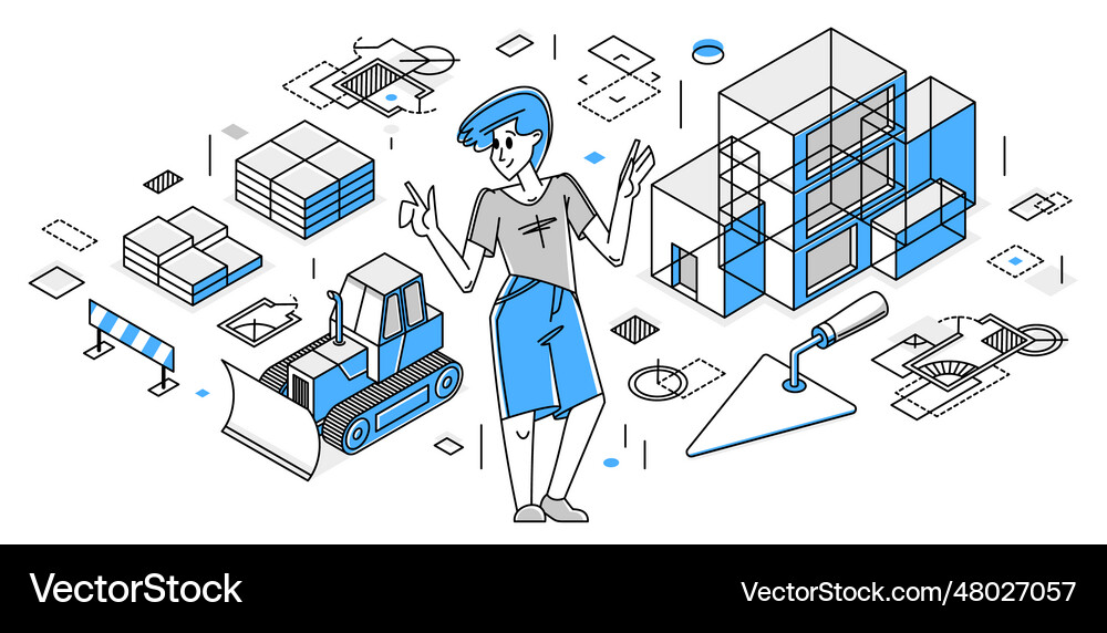 Building architecture designer outline trendy Vector Image