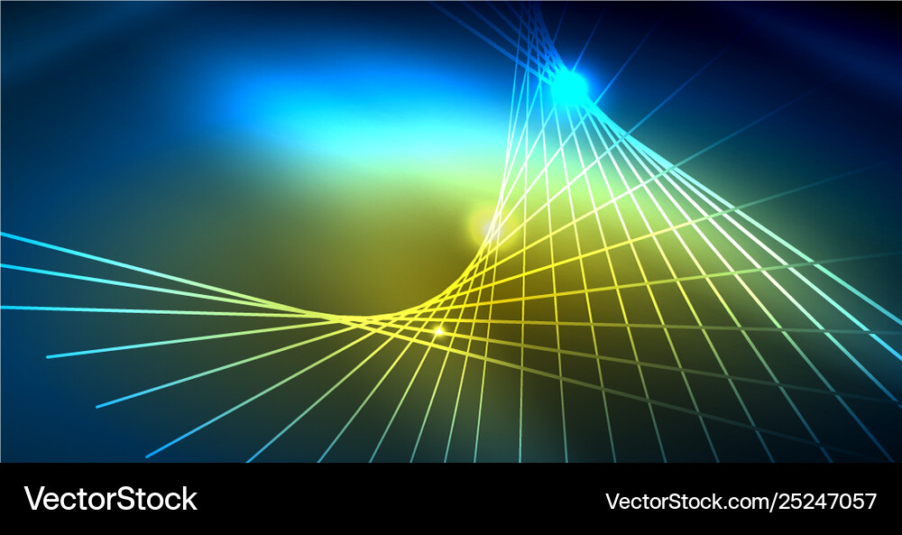 Color neon lights with waves abstract background Vector Image