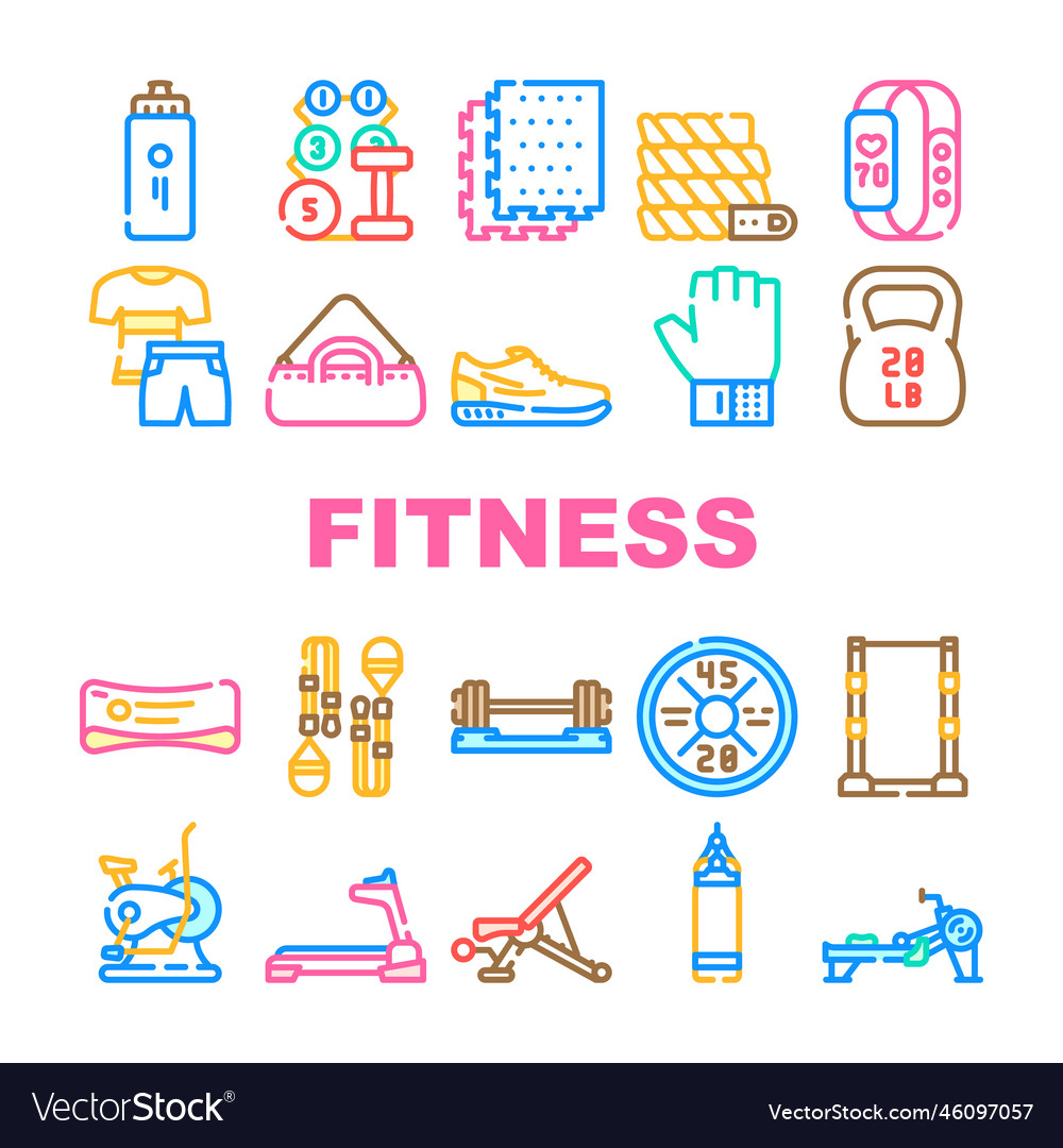 Fitness gym exercise icons set Royalty Free Vector Image
